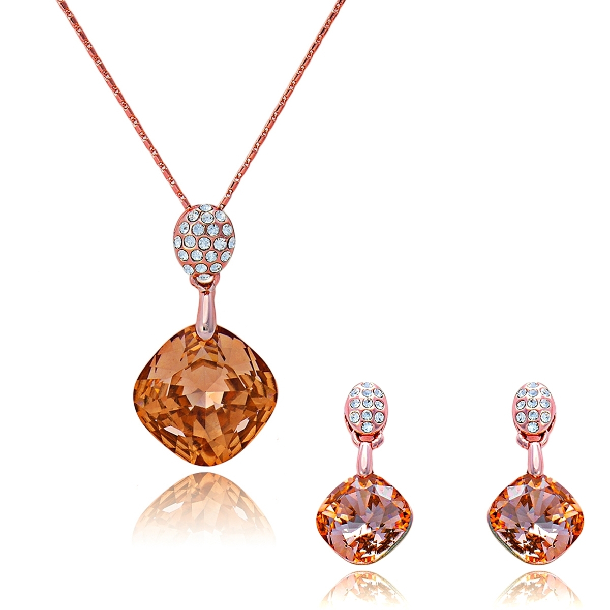 Unique Small Rose Gold Plated 2 Pieces Jewelry Sets