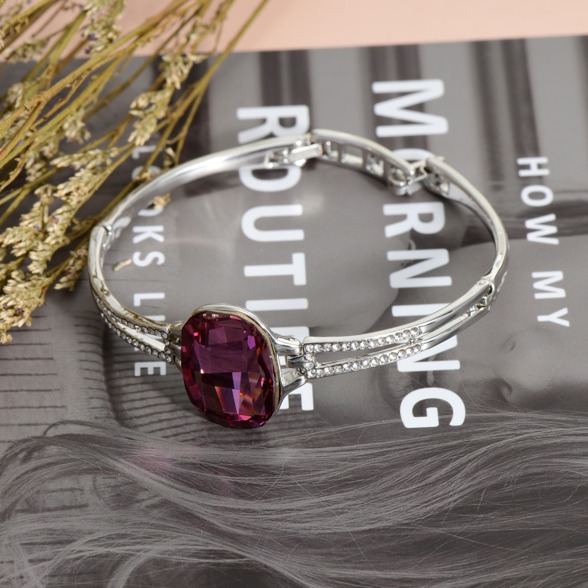 Fabulous Platinum Plated Wine Red Bangles
