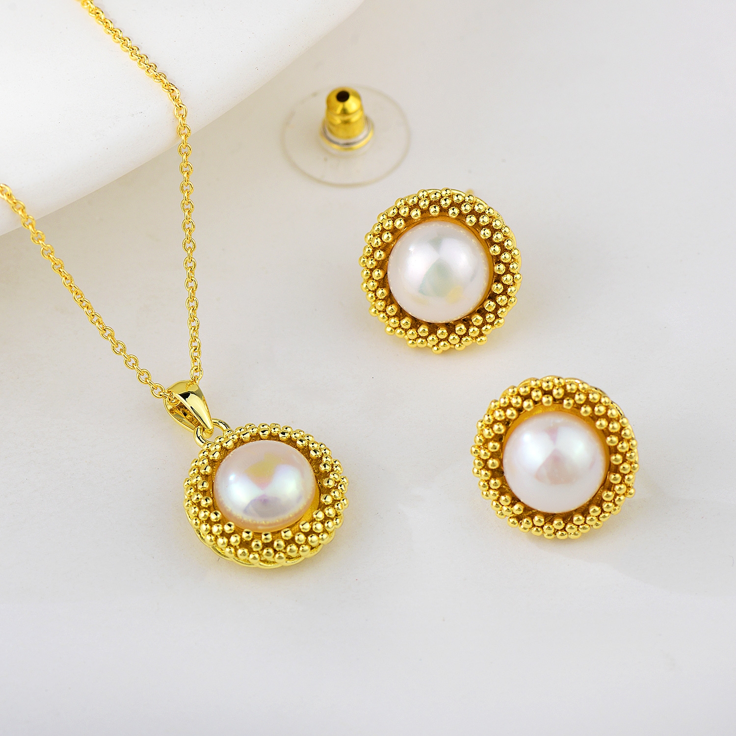 Stylish Small Rose Gold Plated 2 Piece Jewelry Set