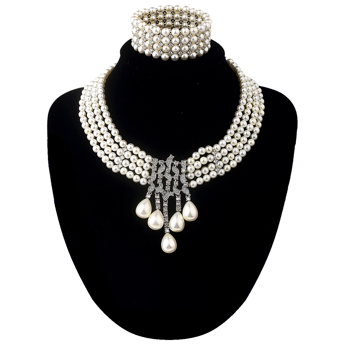 Classic White 2 Piece Jewelry Set with 3~7 Day Delivery