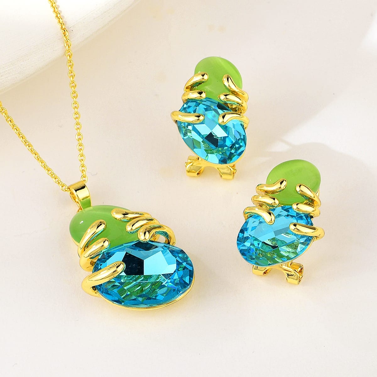 Trendy Purple Gold Plated 2 Piece Jewelry Set with No-Risk Refund